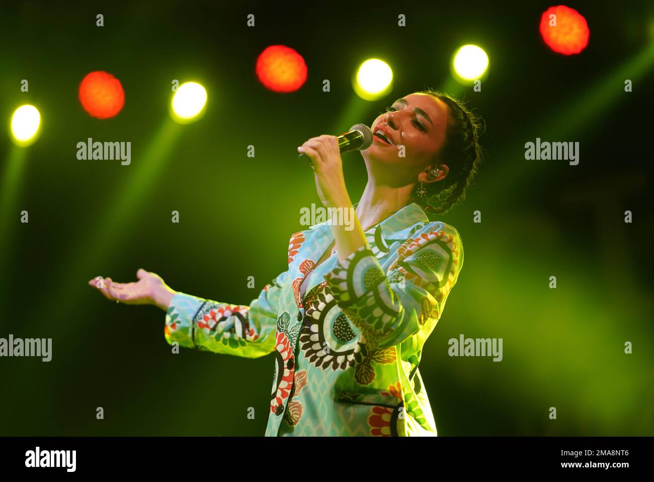 ISTANBUL, TURKIYE - AUGUST 13, 2022: Turkish singer Oyku Gurman concert ...