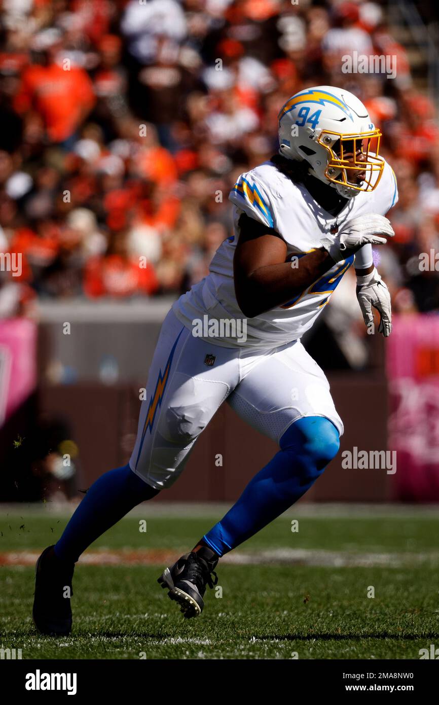 Los Angeles Chargers linebacker Chris Rumph II (94) runs off of the ...