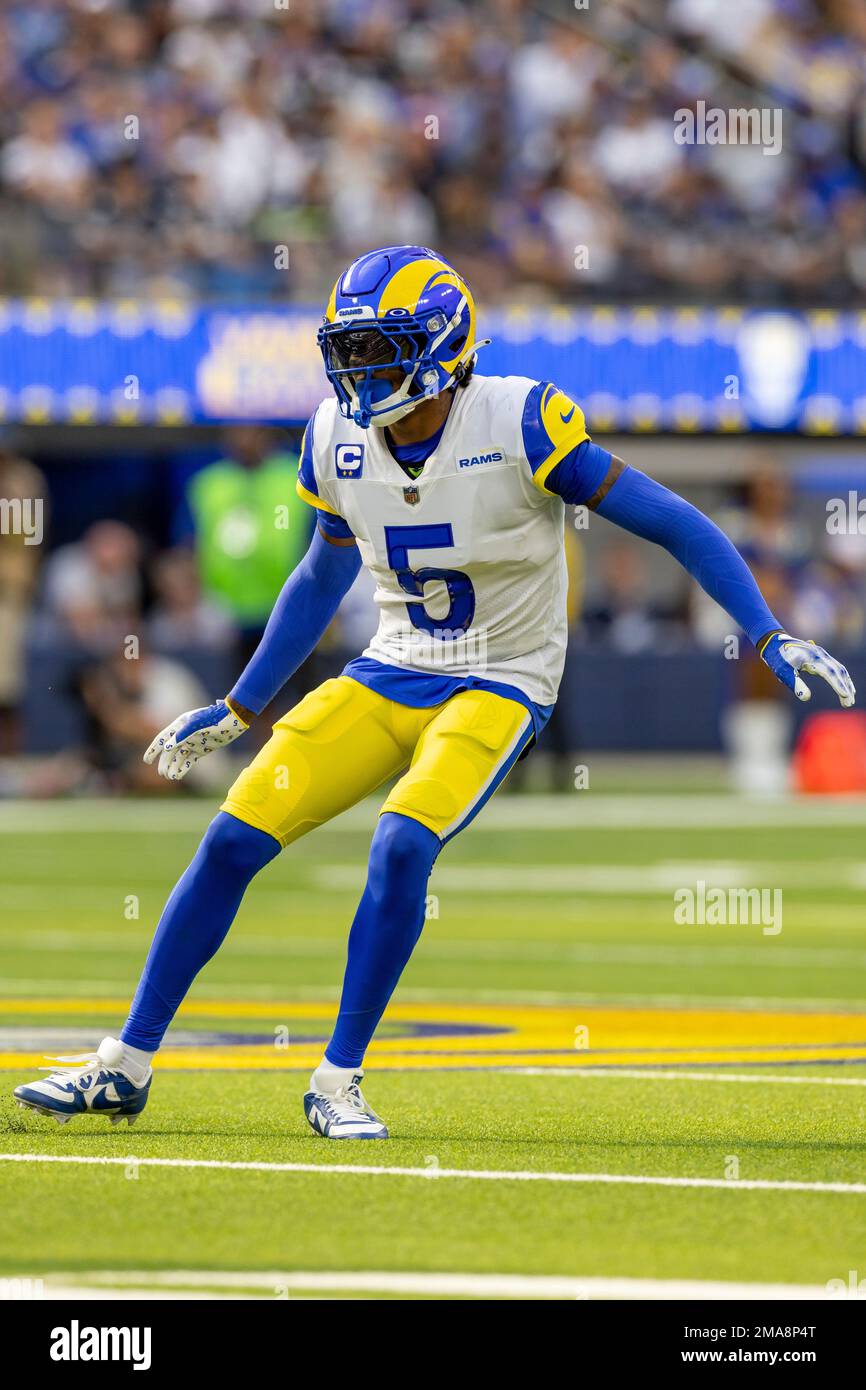 Defensive back (5) Jalen Ramsey of the Los Angeles Rams against the ...