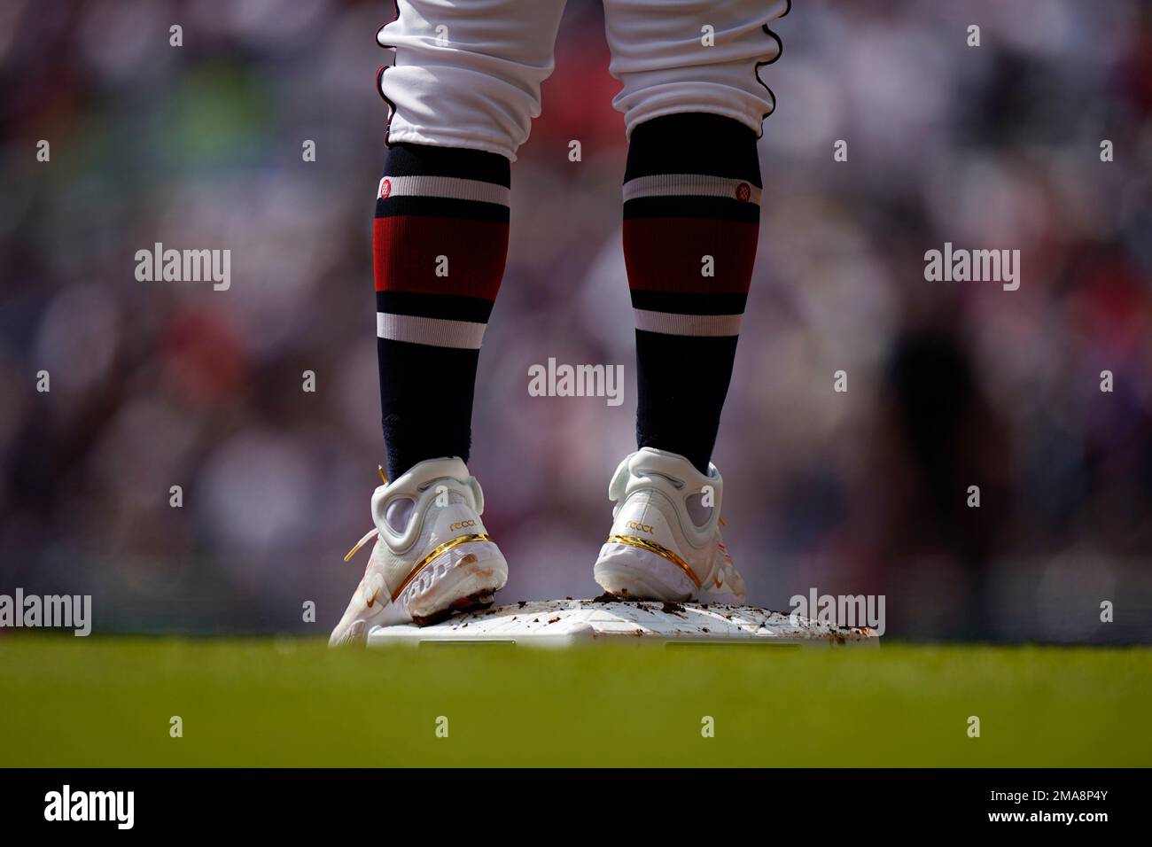 Atlanta Braves right fielder Ronald Acuna Jr. (13) stands on third base ...