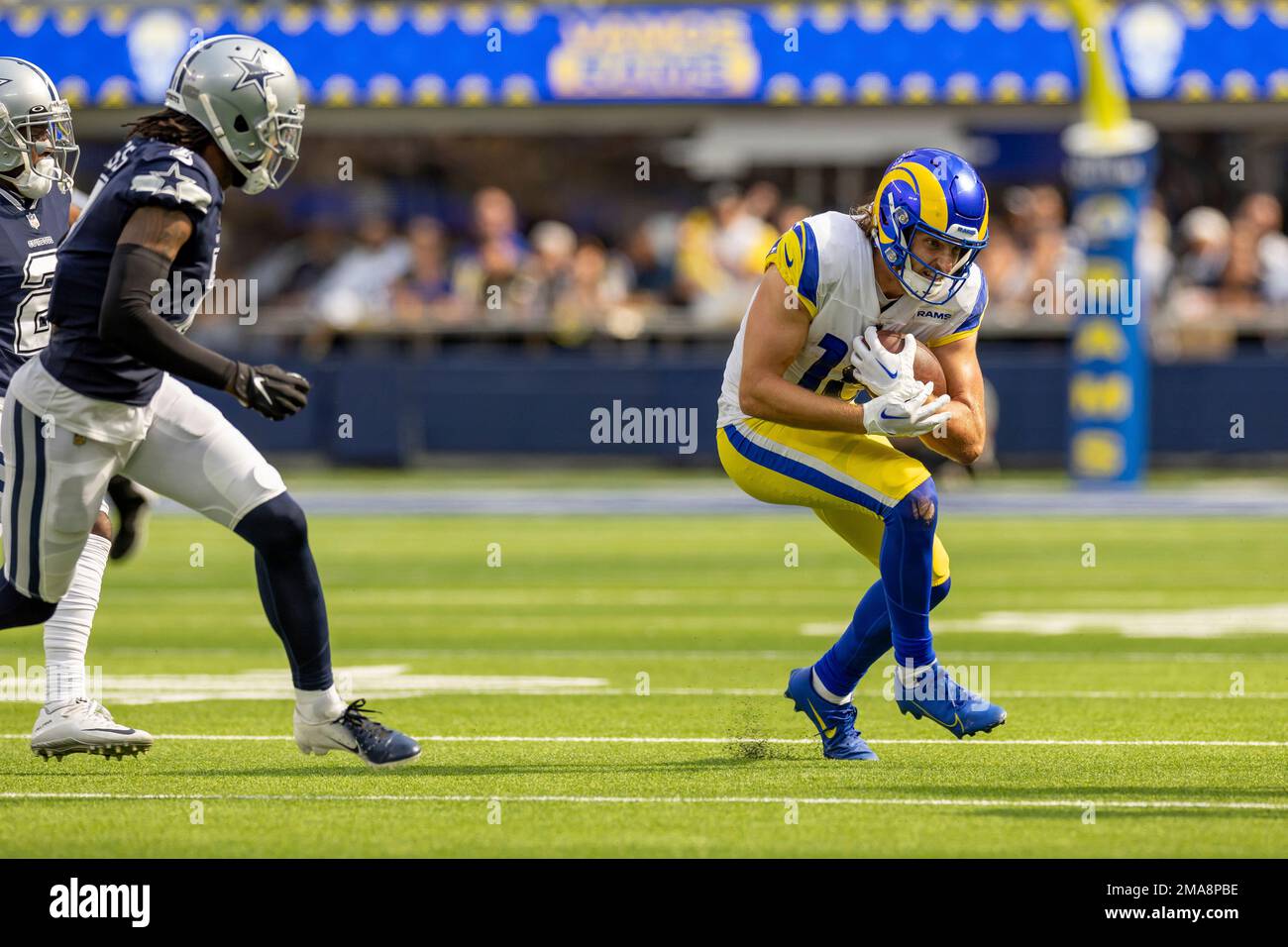 Wide receiver (18) Ben Skowronek of the Los Angeles Rams catches a pass ...