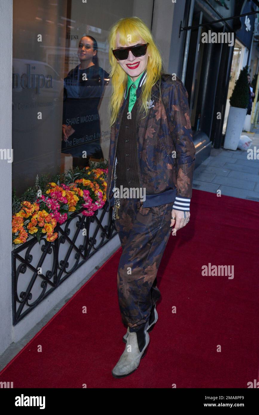 Pam Hogg poses for photographers upon arrival at the Shane MacGowan ...