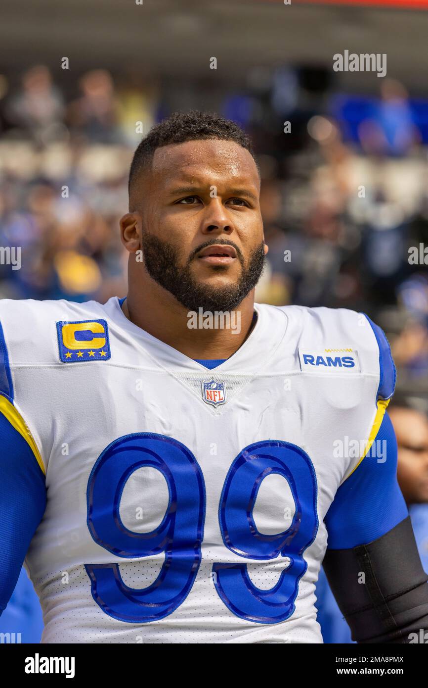 Defensive tackle (99) Aaron Donald of the Los Angeles Rams stands for ...