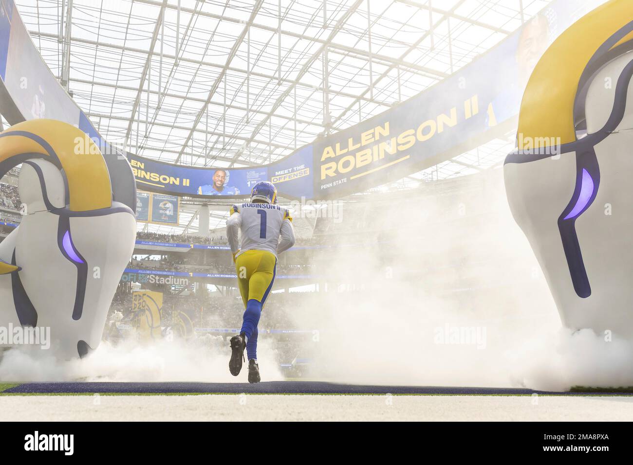 Wide receiver (1) Allen Robinson of the Los Angeles Rams runs onto the ...