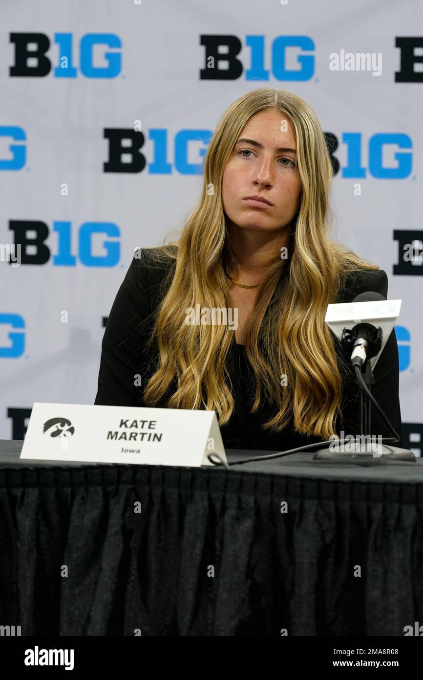 Iowa's Kate Martin speaks to the media during Big Ten NCAA college ...