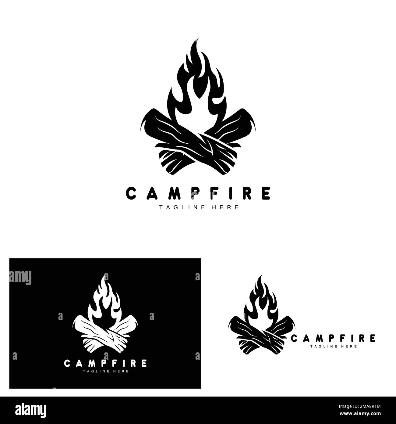 Campfire Logo Design, Camping Vector, Wood Fire And Forest Design Stock ...