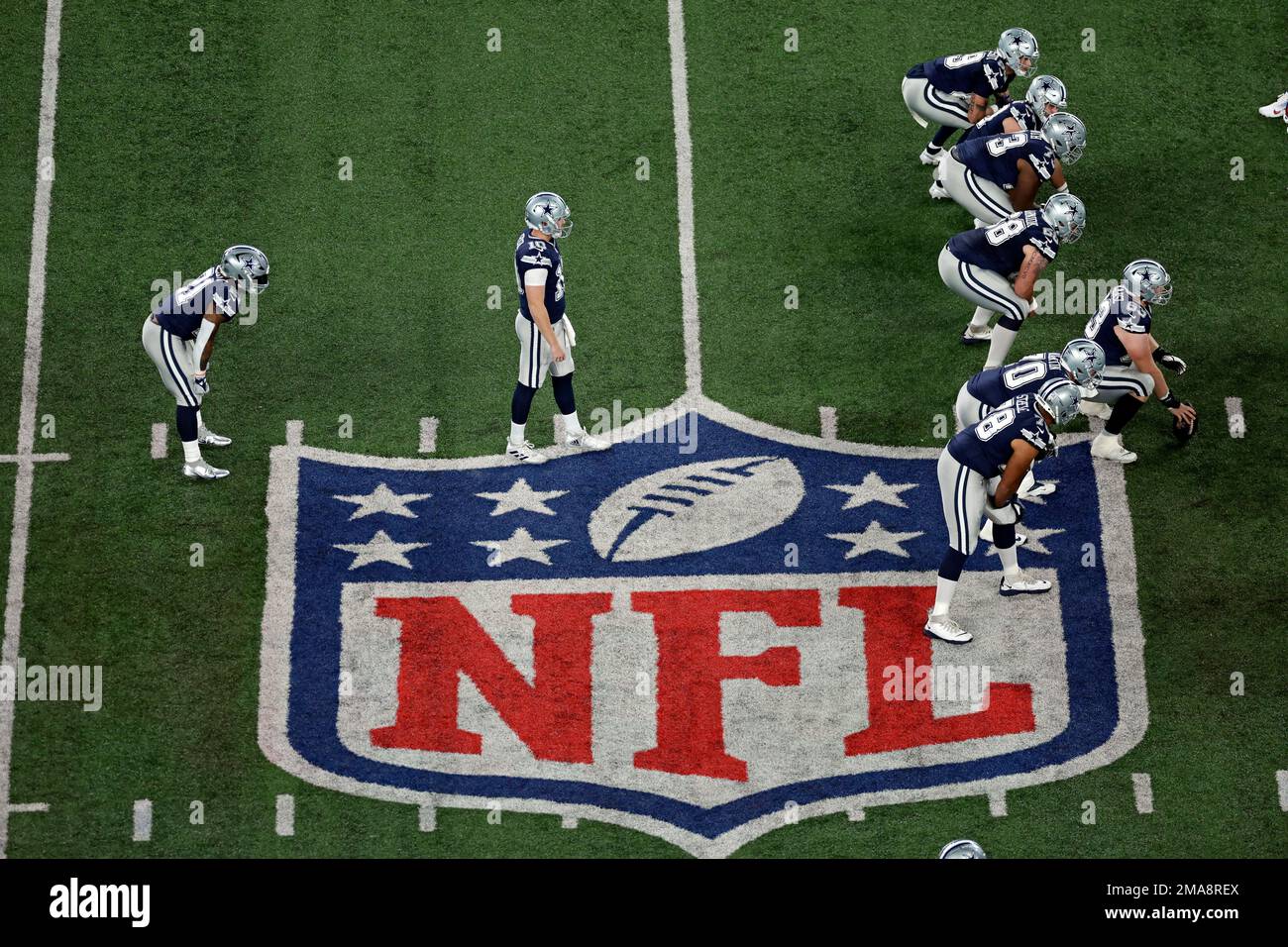Dallas Cowboys quarterback Cooper Rush (10) waits to hike the ball ...