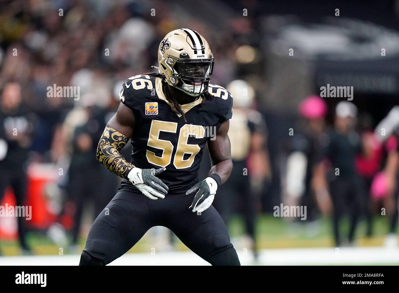 New Orleans Saints linebacker Demario Davis (56) celebrates a defensive ...