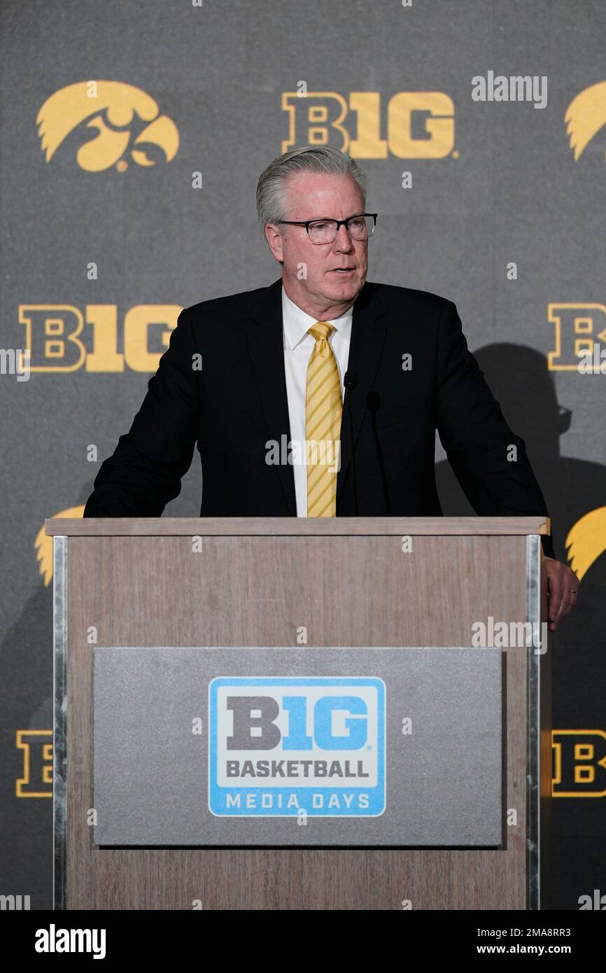 Iowa men's head coach Fran McCaffery speaks during Big Ten NCAA college ...