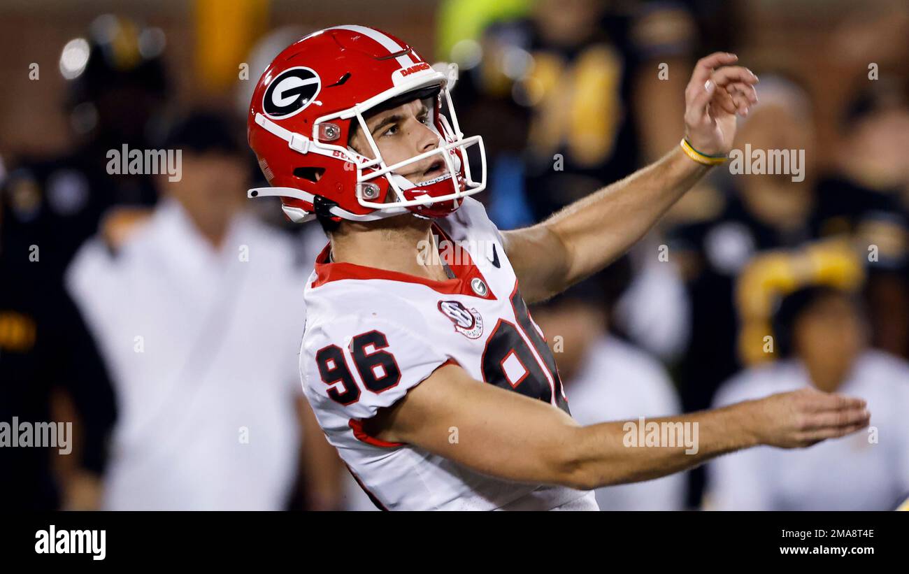 Georgia place kicker Jack Podlesny during an NCAA football game on ...
