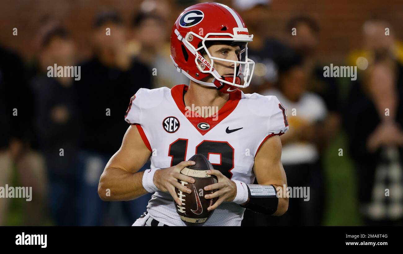 Georgia quarterback Stetson Bennett during an NCAA football game on ...