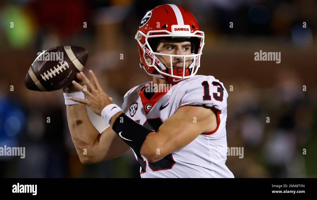 Georgia quarterback Stetson Bennett during an NCAA football game on ...