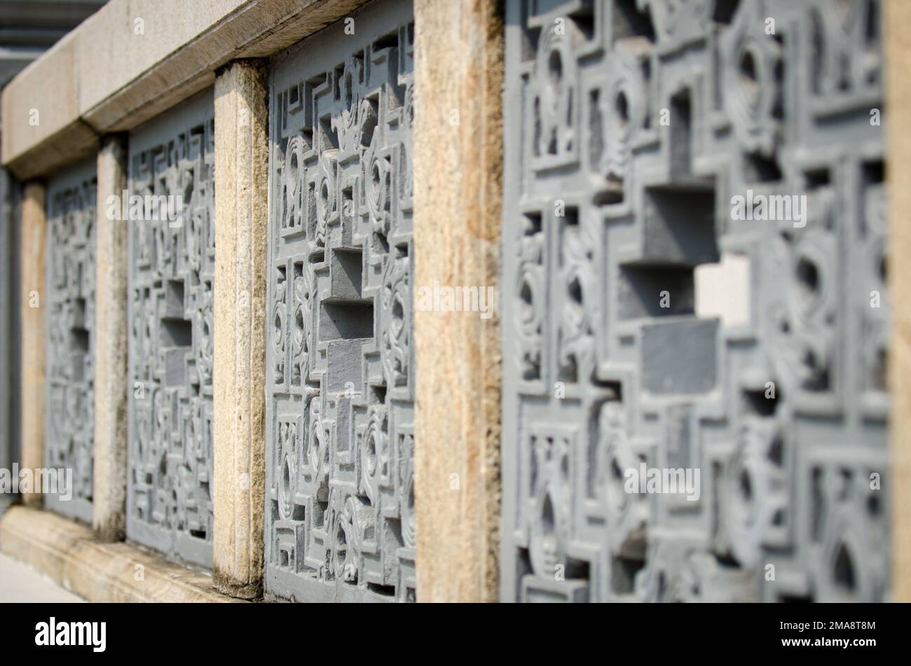 An abstract masonry screen wall design as seen from the side Stock ...