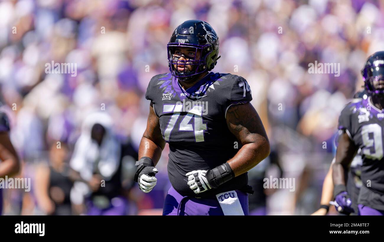 TCU offensive tackle Andrew Coker (74) is seen during an NCAA football ...