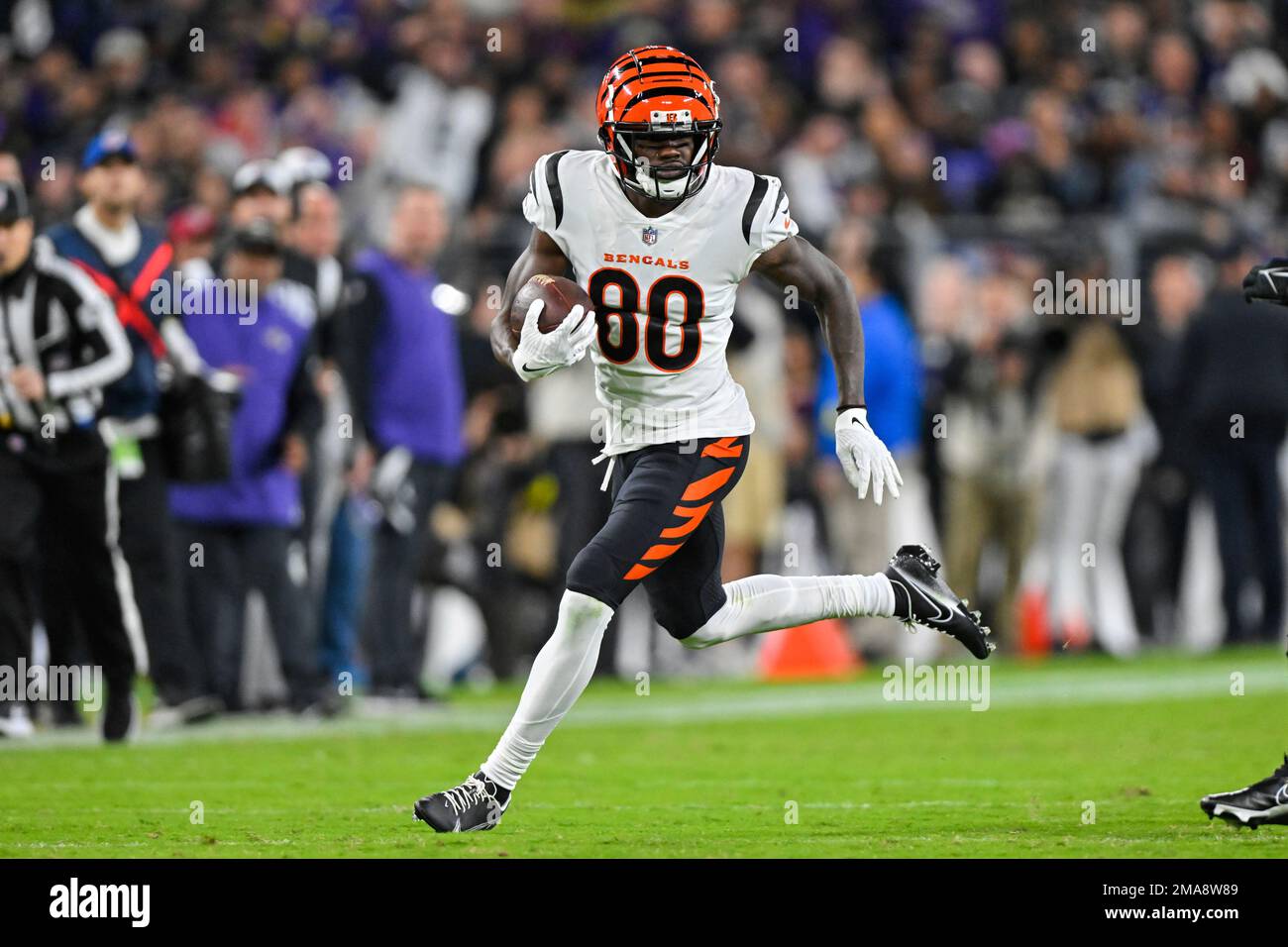 Cincinnati Bengals wide receiver Mike Thomas (80) runs with the ball ...