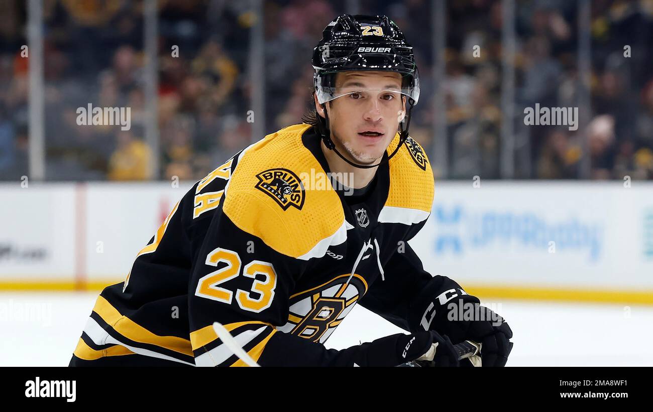 Boston Bruins' Jack Studnicka plays against the New Jersey Devils ...