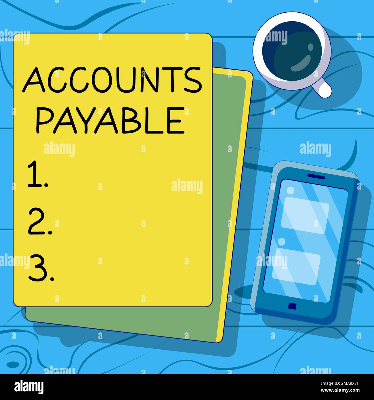 Text caption presenting Accounts Payable. Word Written on money owed by ...