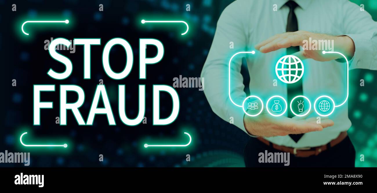 Writing displaying text Stop Fraud. Business approach campaign advices ...