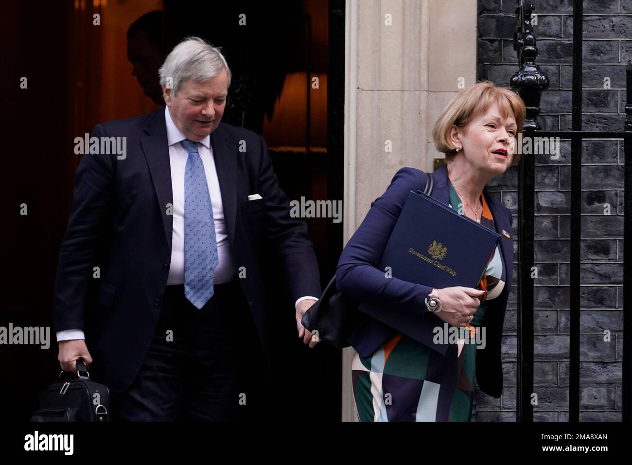 Wendy Morton the British governments Chief Whip, right, and Lord True ...