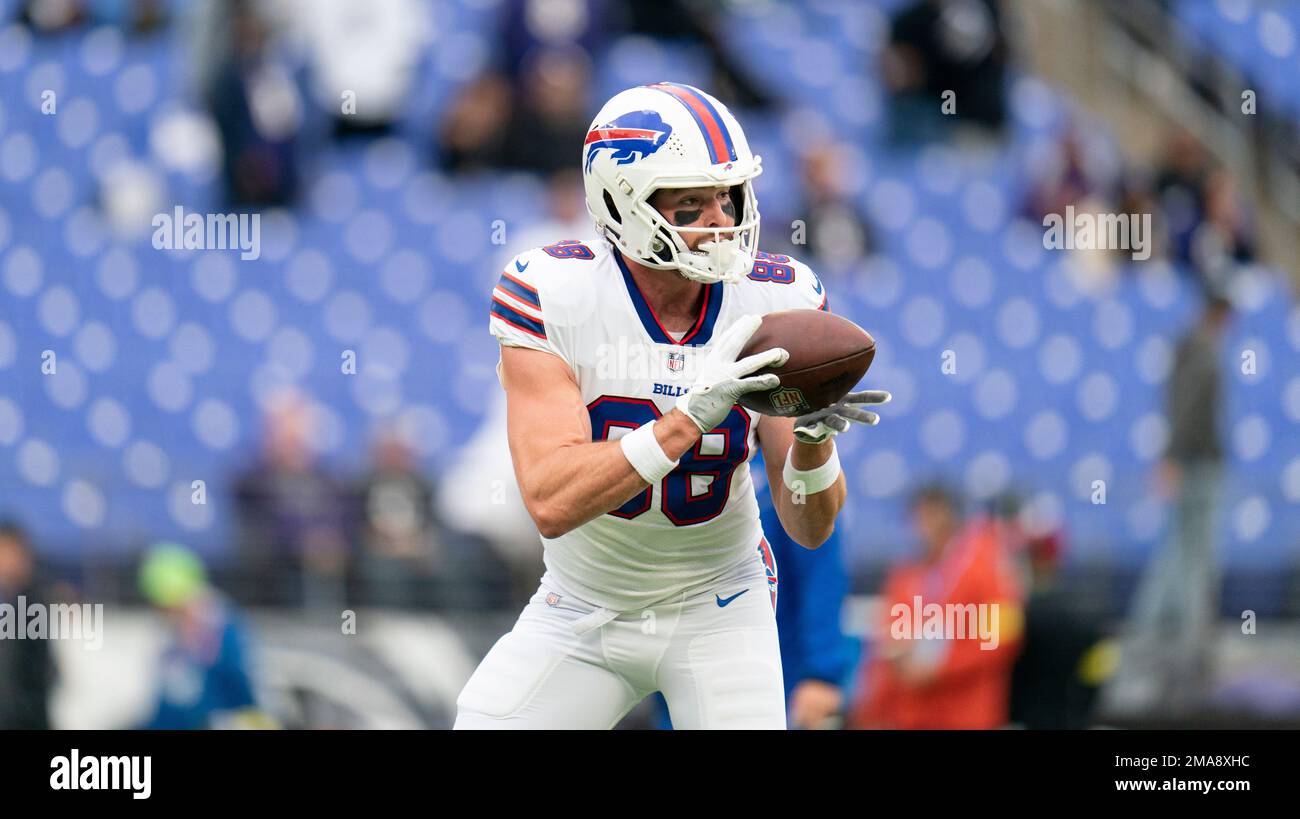 Buffalo Bills tight end Dawson Knox works out prior to an NFL football ...