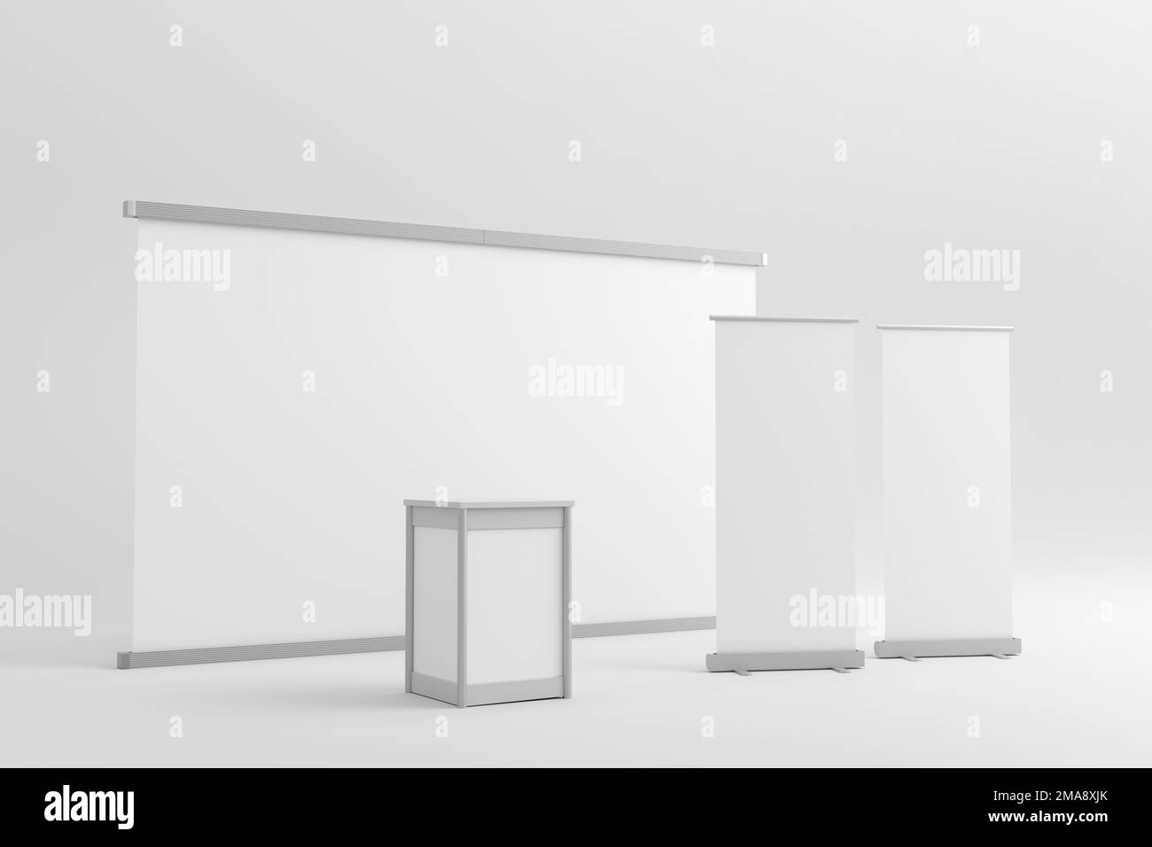 Advertising stands. Realistic blank modern simple rack or counters ...