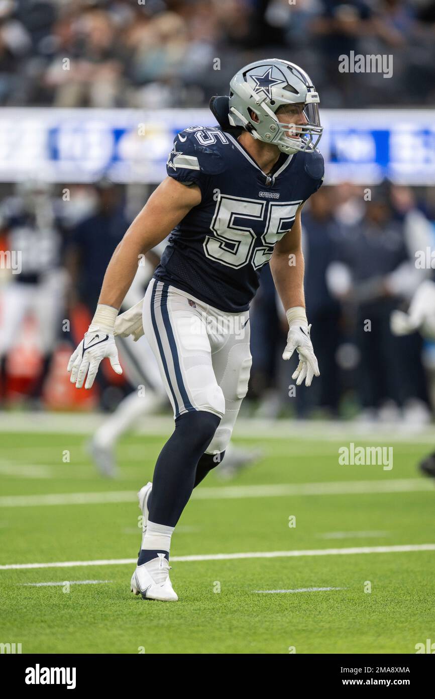 Dallas Cowboys linebacker Leighton Vander Esch (55) runs during an NFL ...