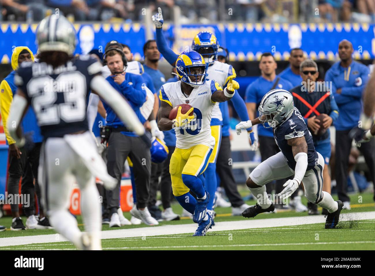 Los Angeles Rams wide receiver Brandon Powell (19) runs with the ball ...