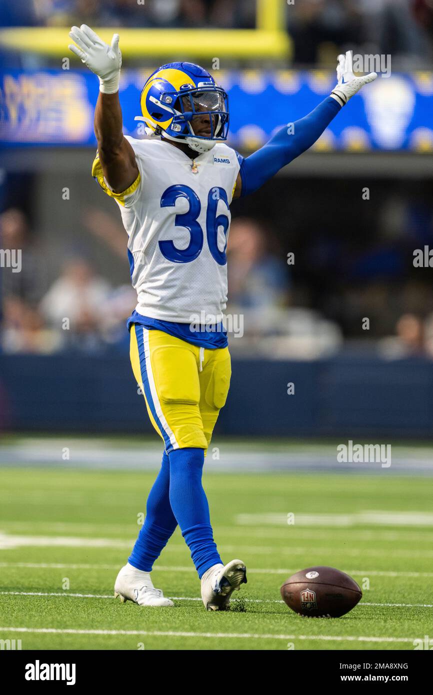 Los Angeles Rams cornerback Grant Haley (36) reacts during an NFL ...