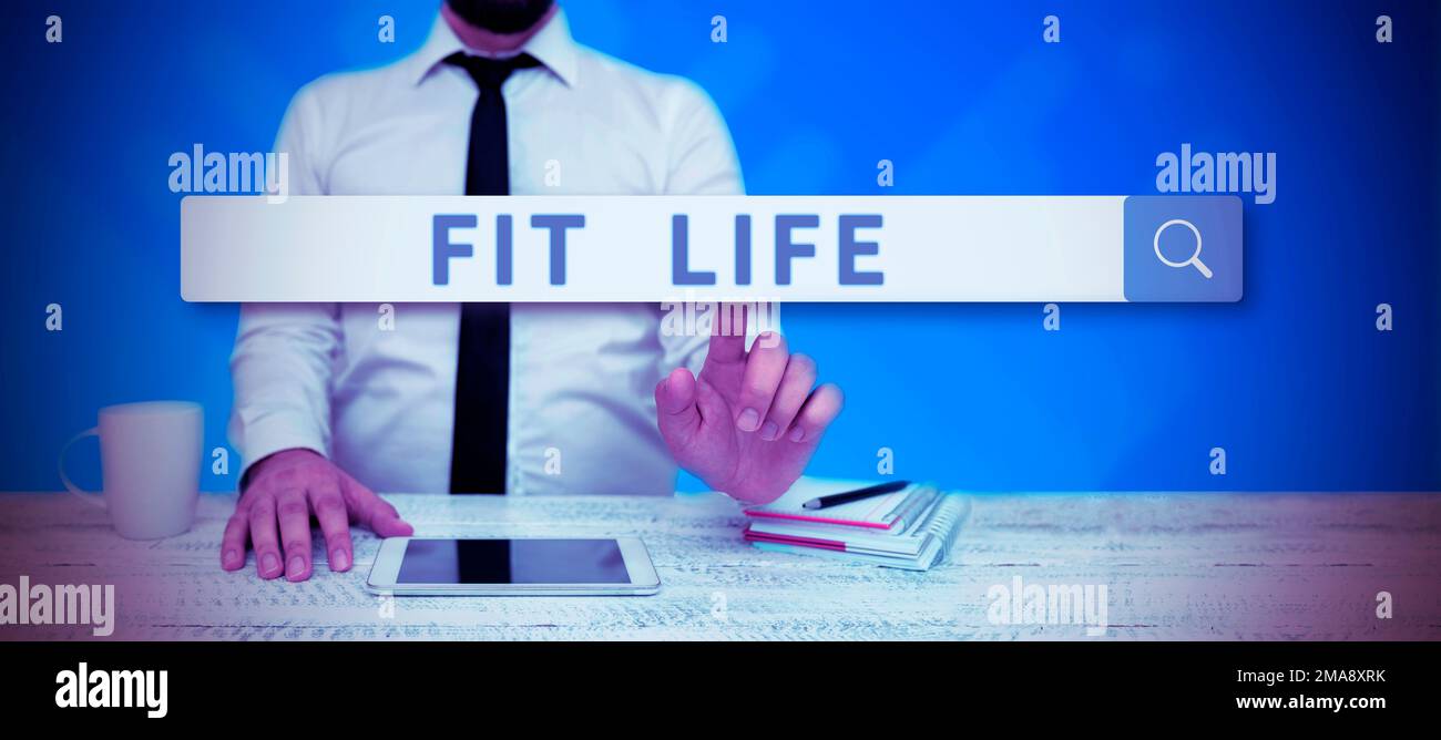 Hand writing sign Fit Life. Word Written on maintaining a healthy ...