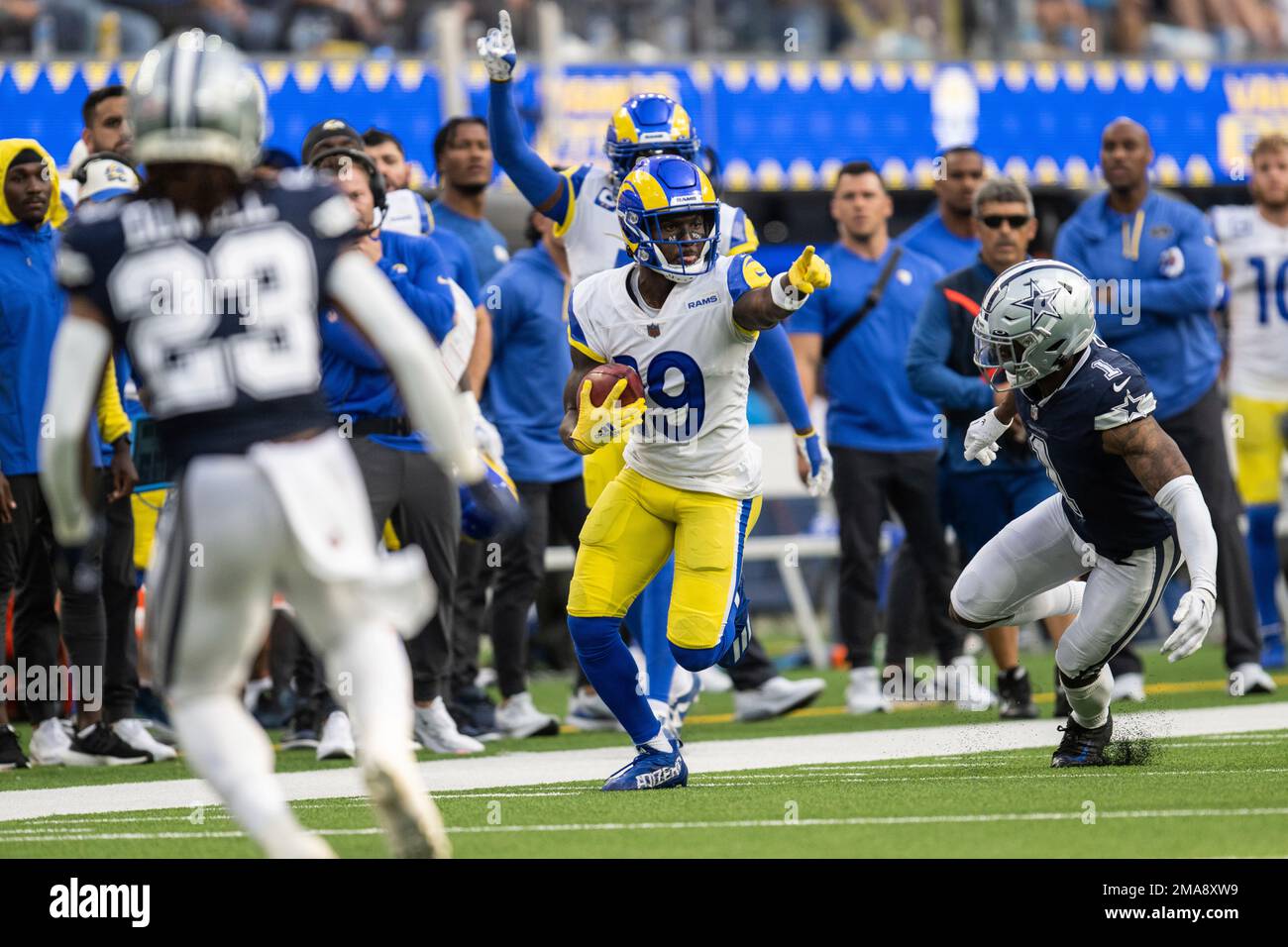 Los Angeles Rams wide receiver Brandon Powell (19) runs with the ball ...