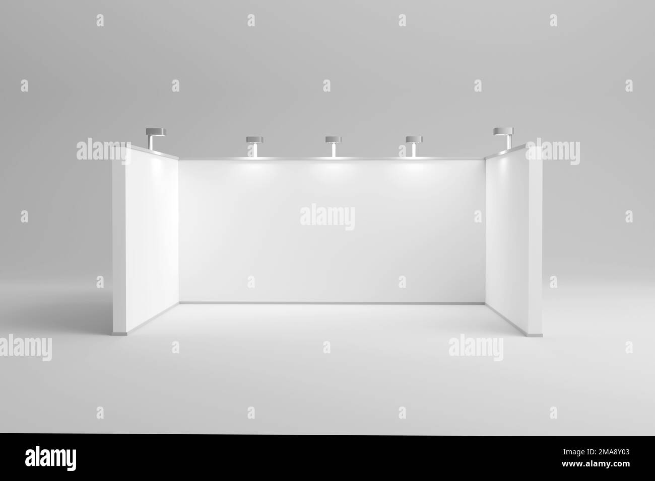 Empty exhibition stand hall with white walls. Trading room ...