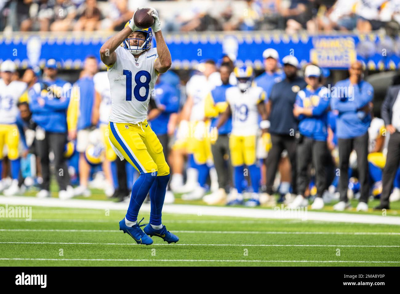 Los Angeles Rams wide receiver Ben Skowronek (18) catches a pass during ...