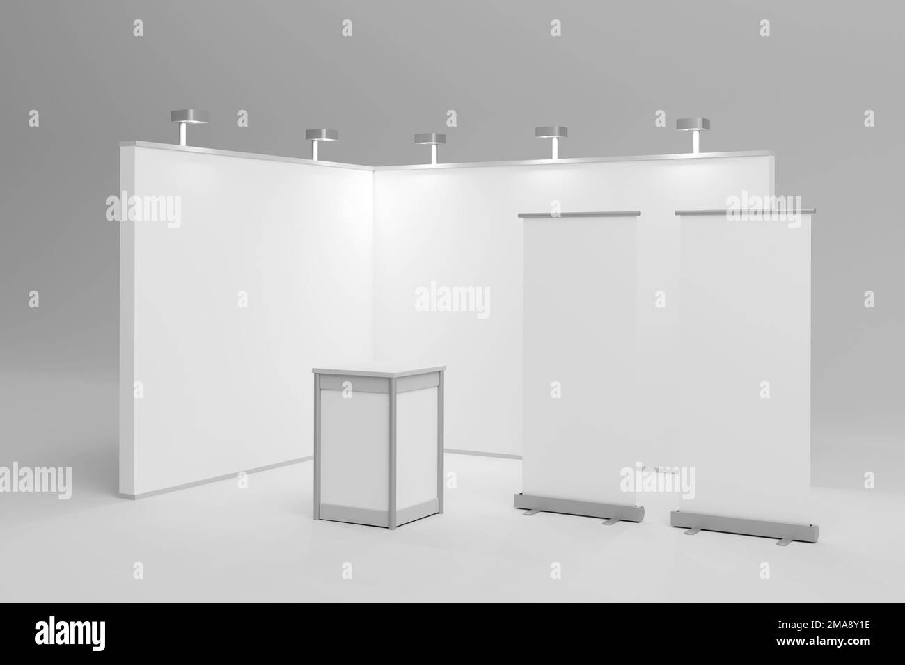 Advertising stands. Realistic blank modern simple rack or counters ...