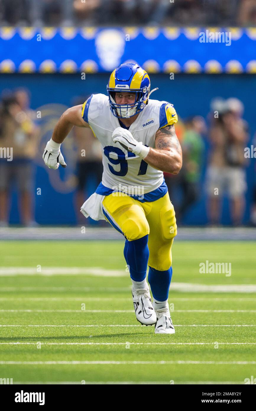 Los Angeles Rams defensive tackle Michael Hoecht (97) runs during an ...