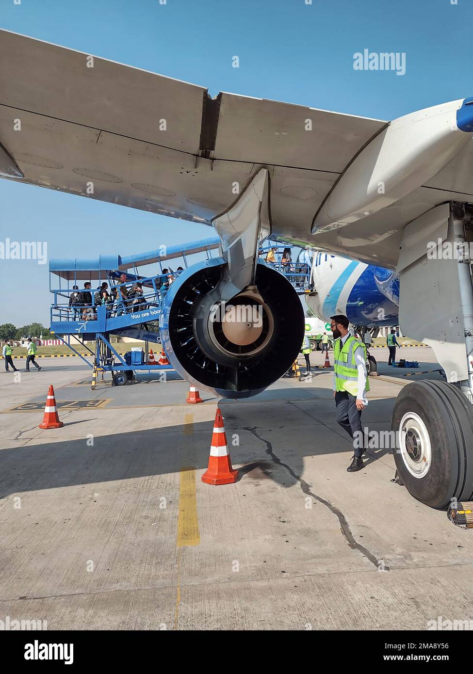 Airplane on the airport runway - indian airline Stock Photo - Alamy