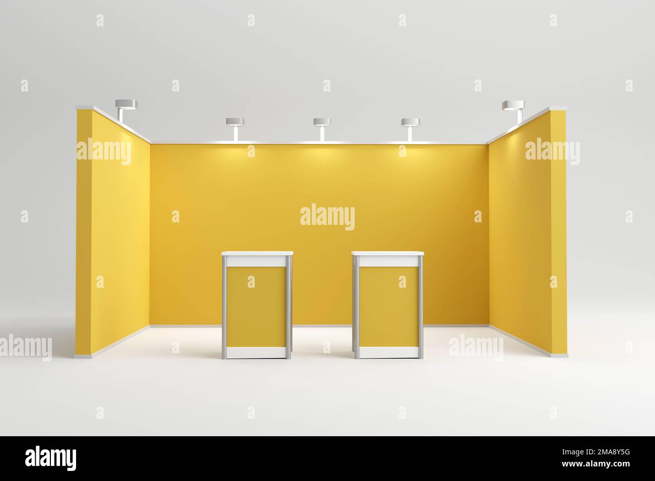 Standard exhibition stand with spotlights. Presentation event room ...