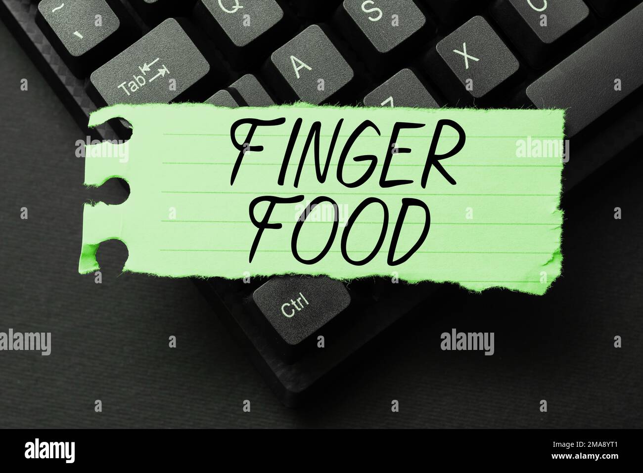Writing displaying text Finger Food. Business idea products and ...
