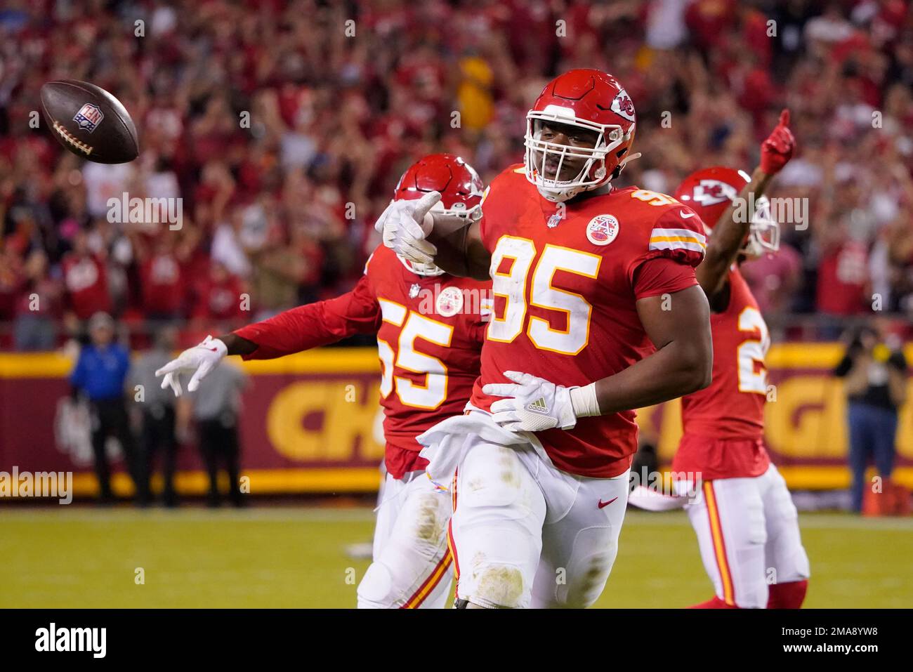Kansas City Chiefs defensive tackle Chris Jones (95) celebrates after ...
