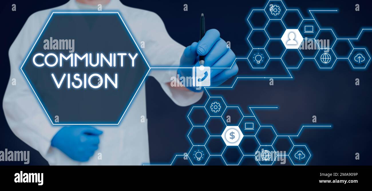 Text caption presenting Community Vision. Internet Concept Neighborhood ...