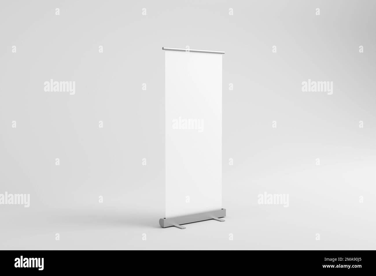 Blank white roll-up banner display mockup, isolated, 3d rendering Stock ...