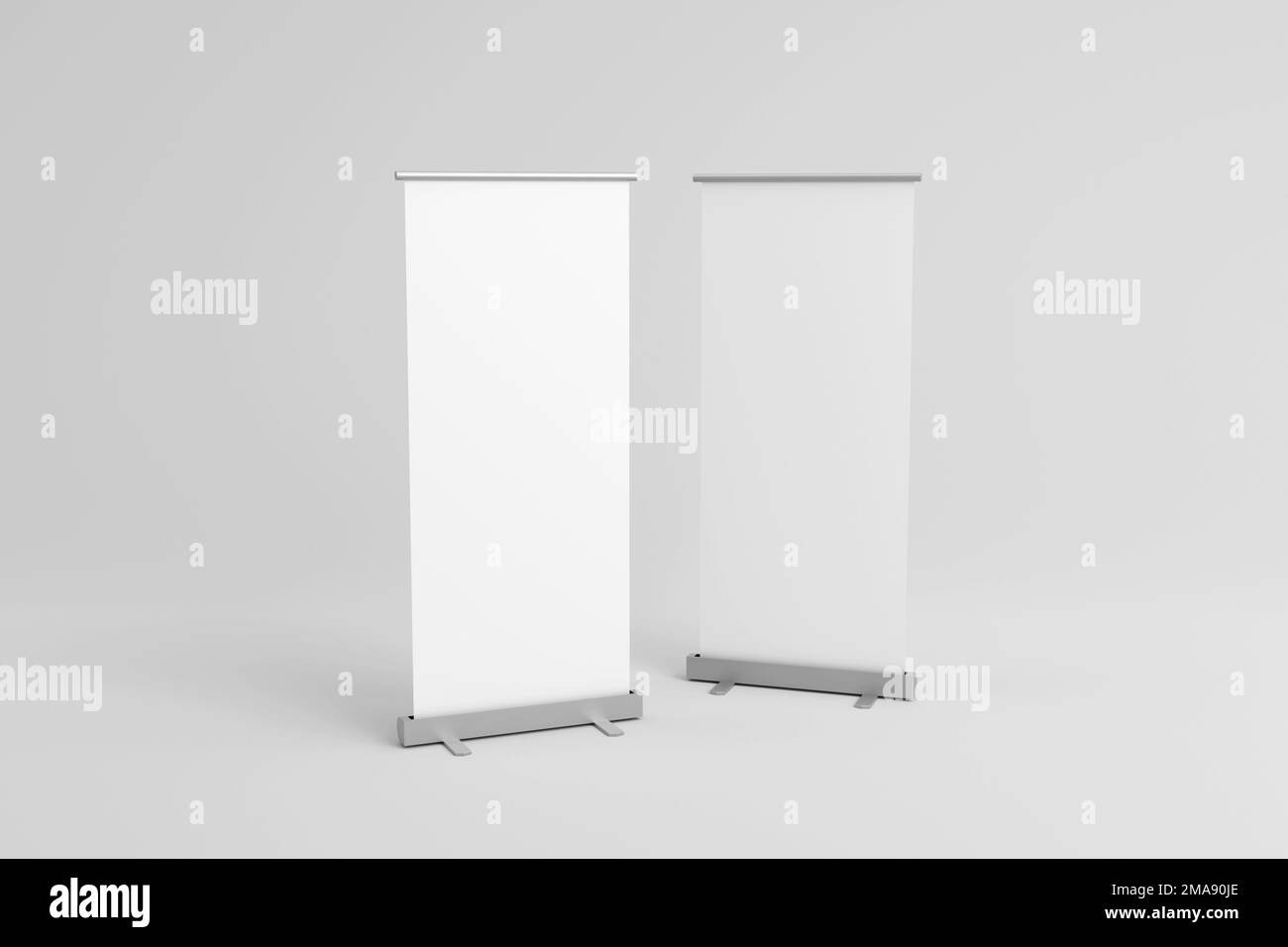Clear rollup banner design mock up. Empty roller sign board template ...