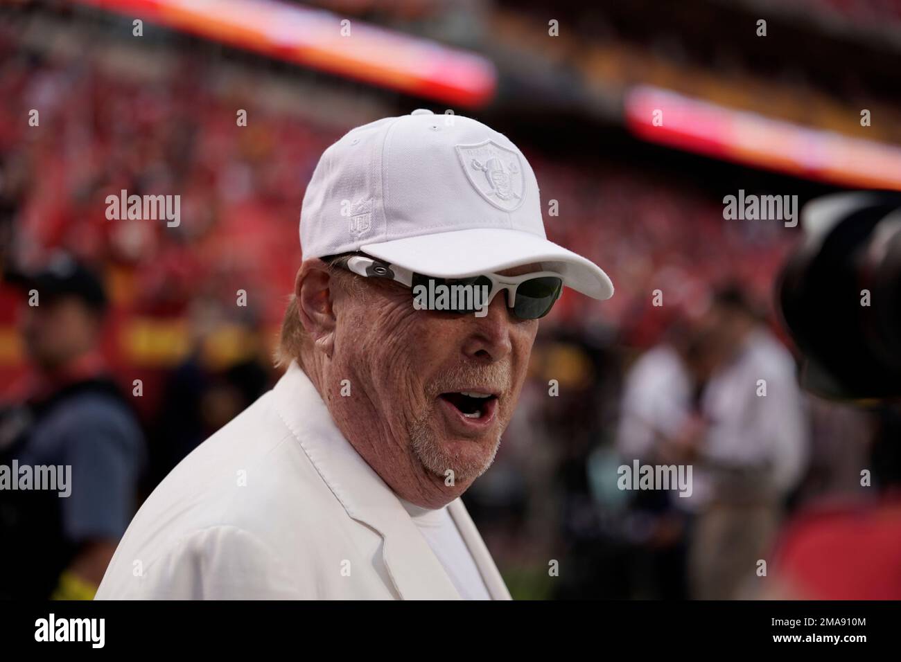 Las Vegas Raiders owner Mark Davis is seen before the start of an NFL ...