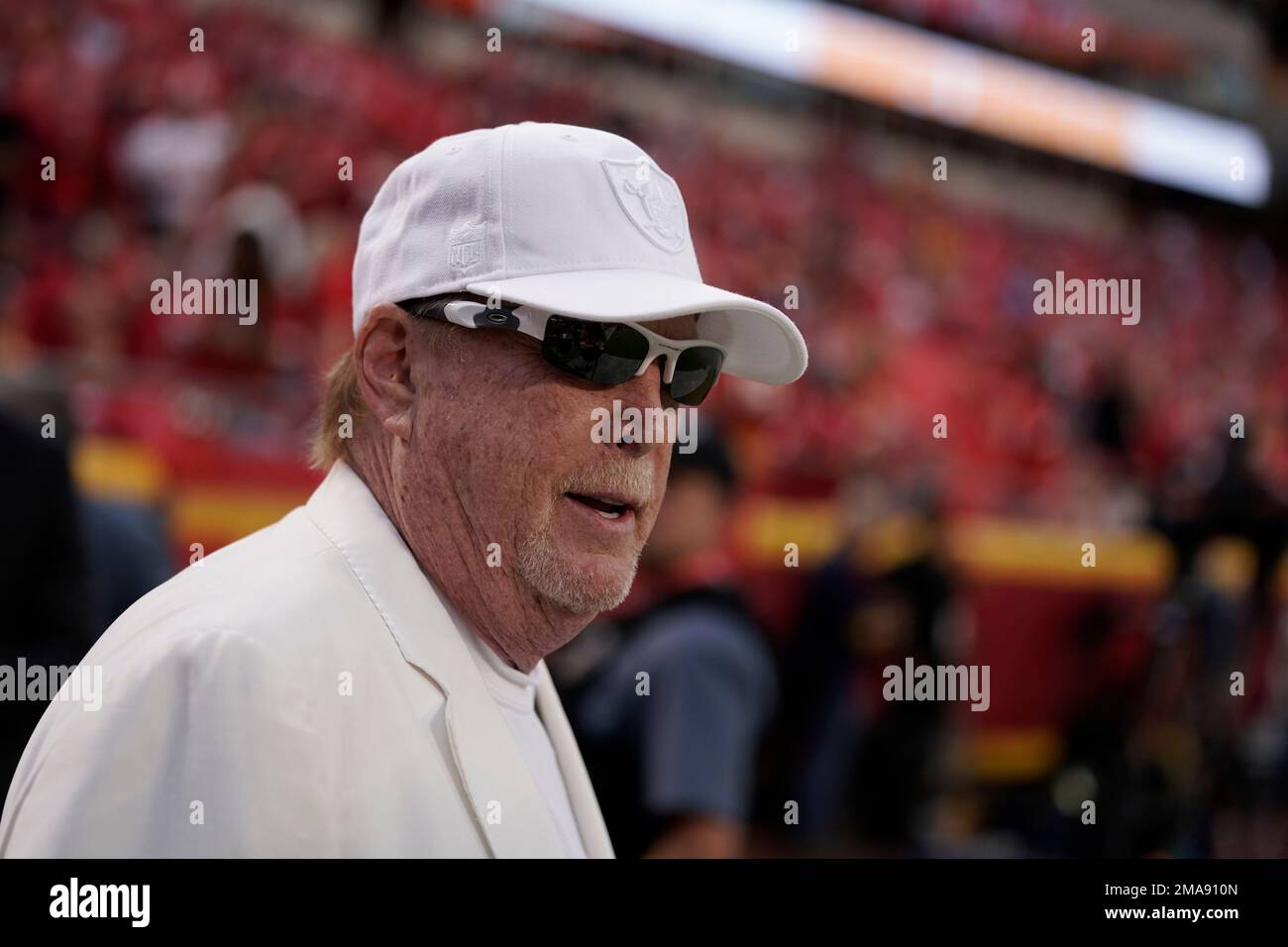 Las Vegas Raiders owner Mark Davis is seen before the start of an NFL ...