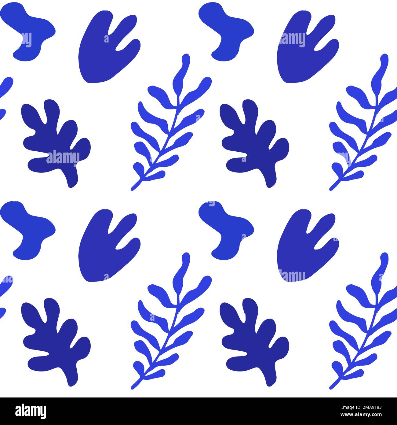 Blue Abstract shapes matisse style pattern Stock Vector Image & Art - Alamy