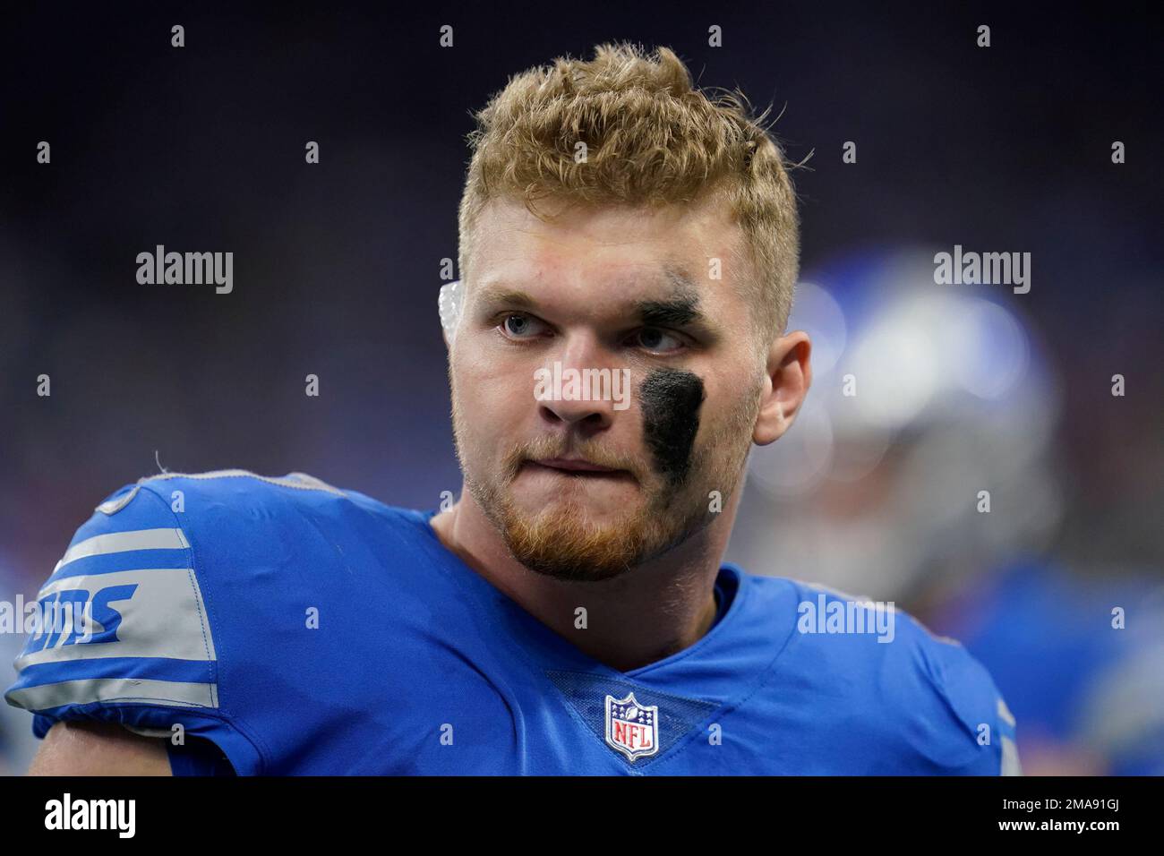 Detroit Lions defensive end Aidan Hutchinson (97) watches against the ...