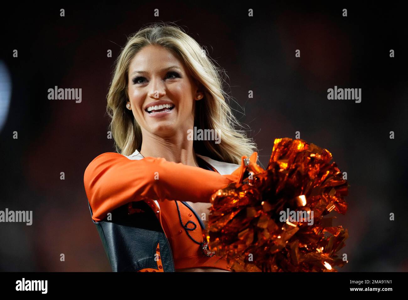 Denver Broncos cheerleader performs in the second half of an NFL ...
