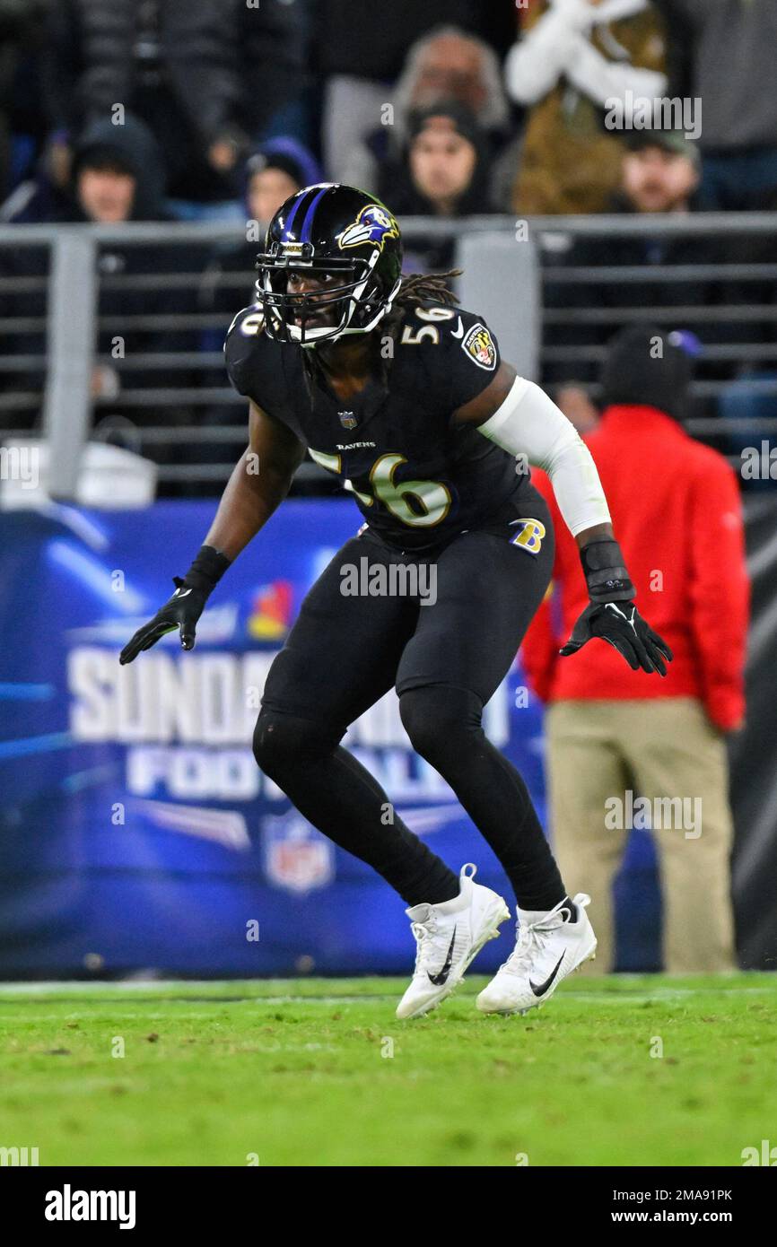Baltimore Ravens linebacker Josh Bynes (56) in action during the second ...