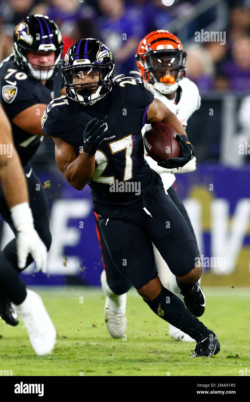 Baltimore Ravens running back J.K. Dobbins (27) in action against the ...