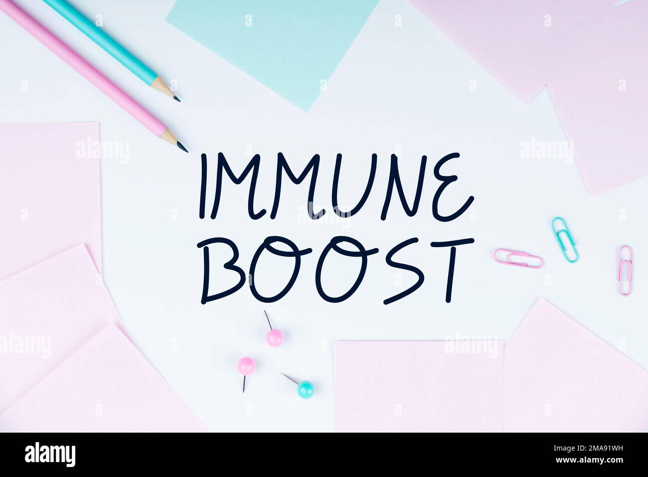 Text caption presenting Immune Boost. Conceptual photo being able to ...