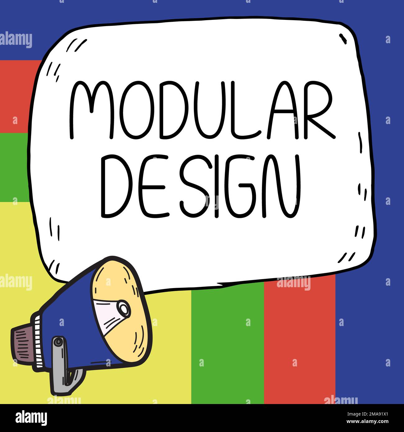 Hand writing sign Modular Design. Business overview product designing ...